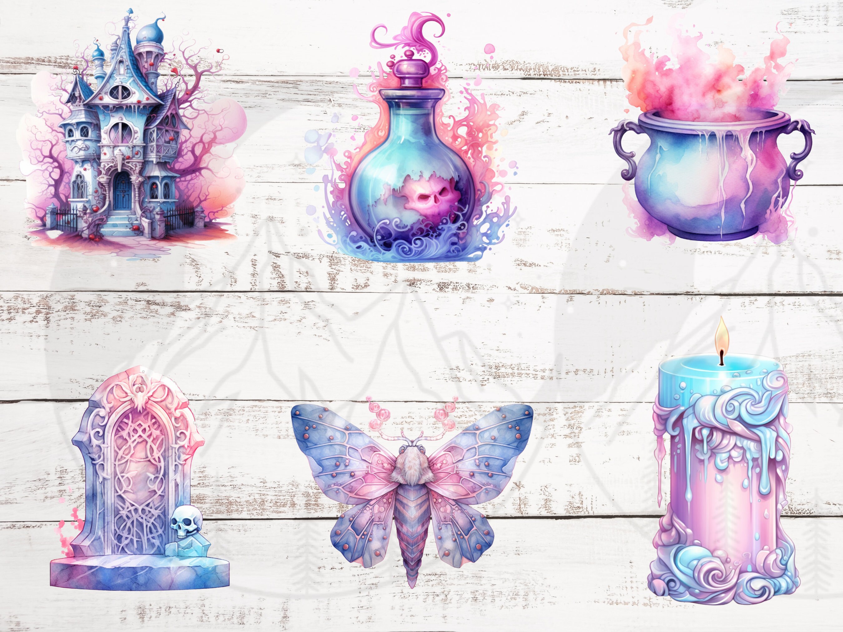 Pastel Halloween Clipart Bundle | Pastel Halloween Clipart Set | Spooky ...