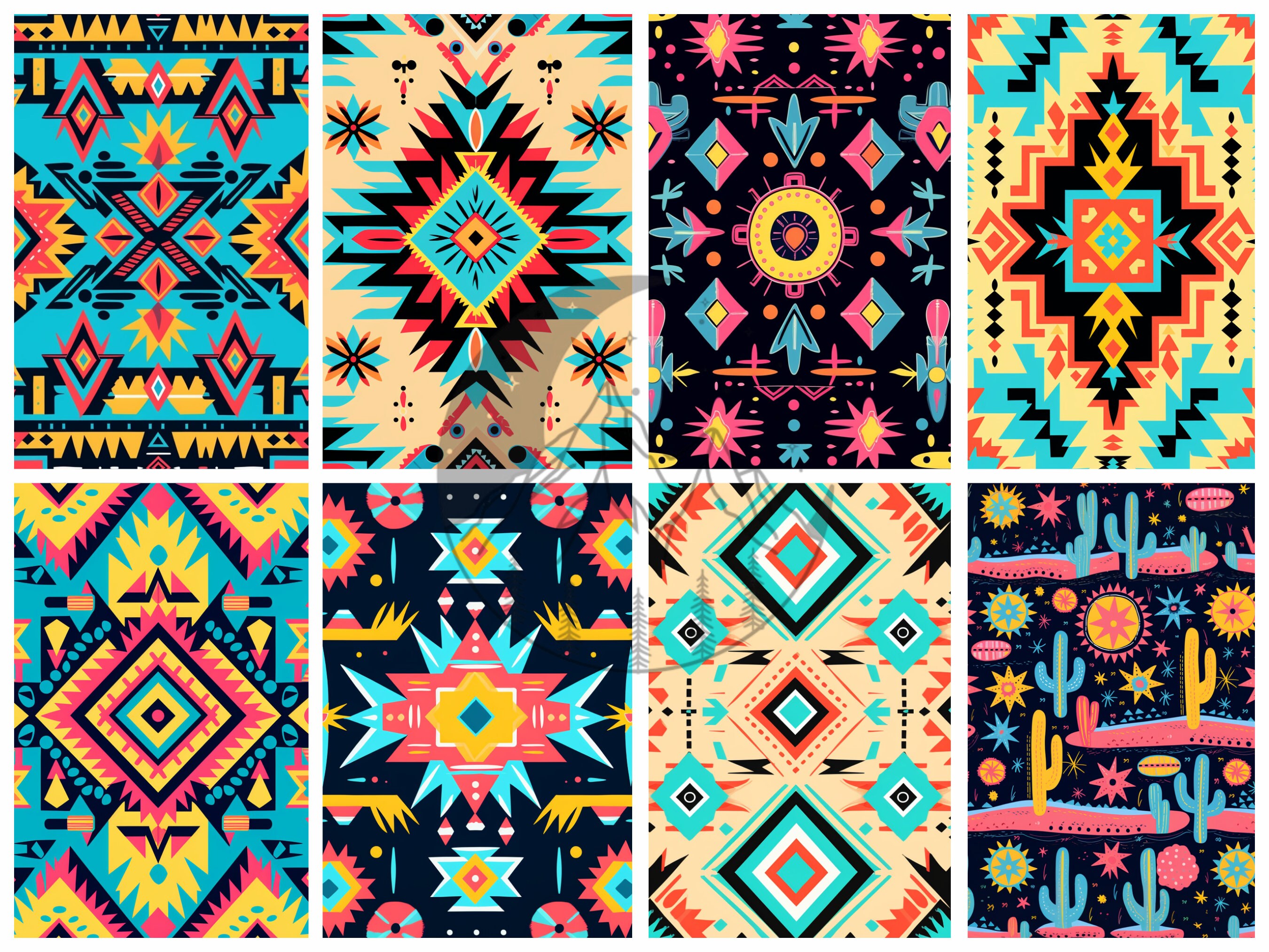 Bright Western Patterns | Commercial Use | Collage Paper | Scrapbook ...
