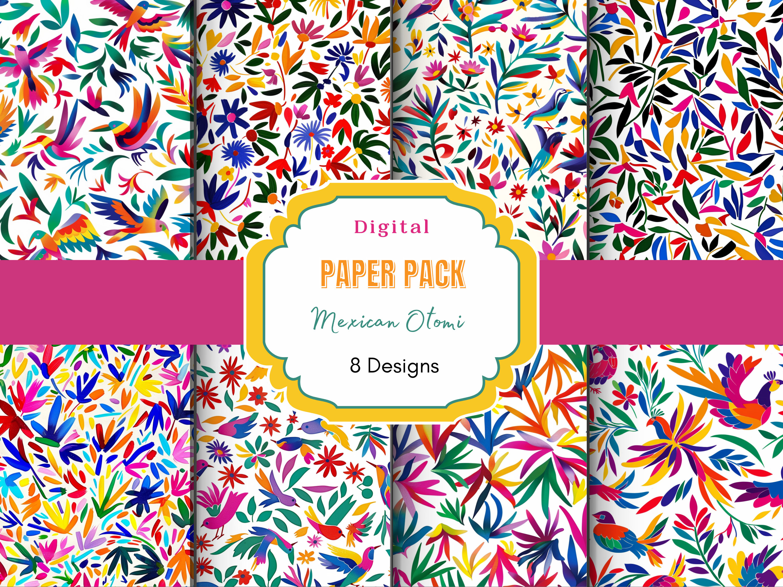 Mexican Otomi Digital Paper |commercial Use | Fiesta Paper| Otomi ...