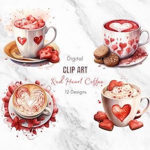 Red Heart Coffee Clipart | Coffee Valentine’s Day | Coffee Cups ...
