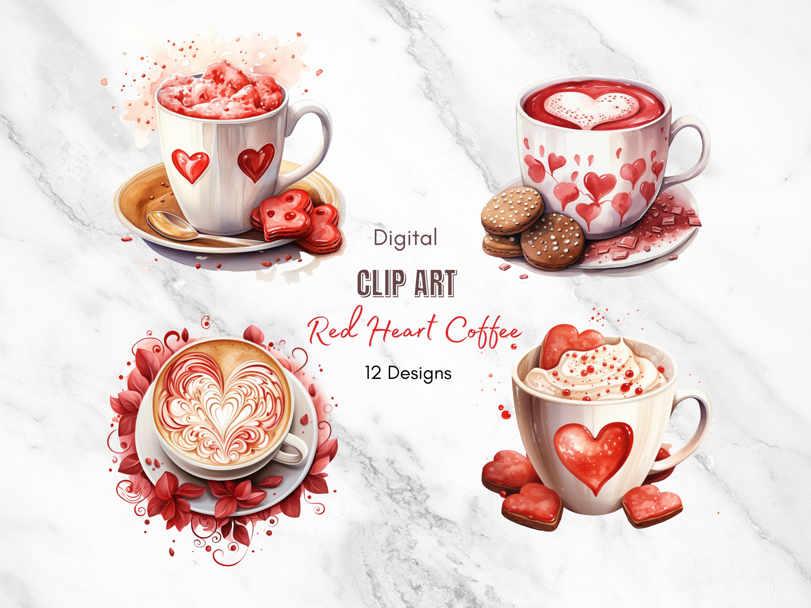 Red Heart Coffee Clipart | Coffee Valentine’s Day | Coffee Cups ...