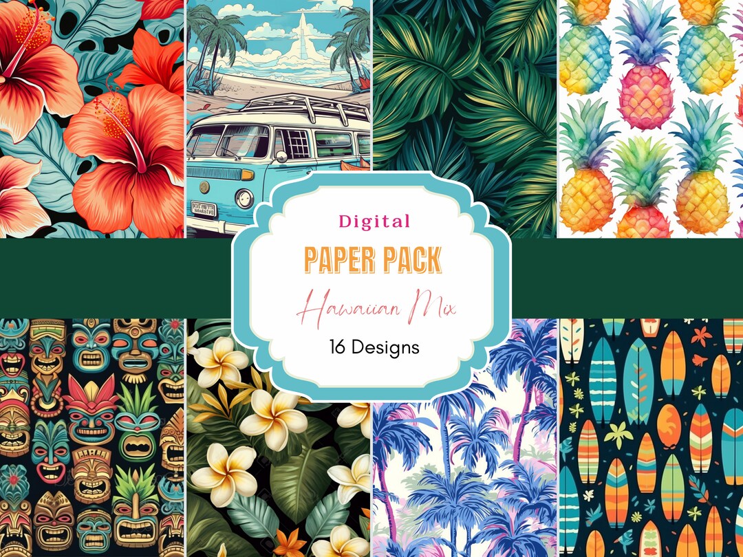 Hawaiian Mix Digital Paper Pack | Commercial Use | Flower Digital Paper ...