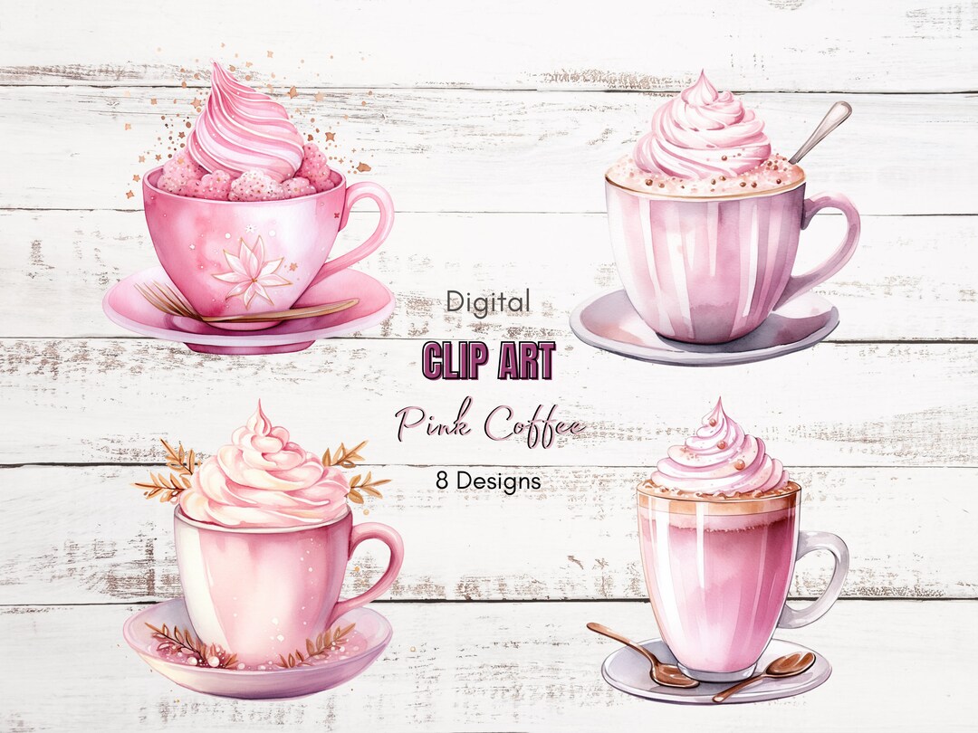 Pink Latte Coffee Clip Art | Instant Download | Coffee Background ...