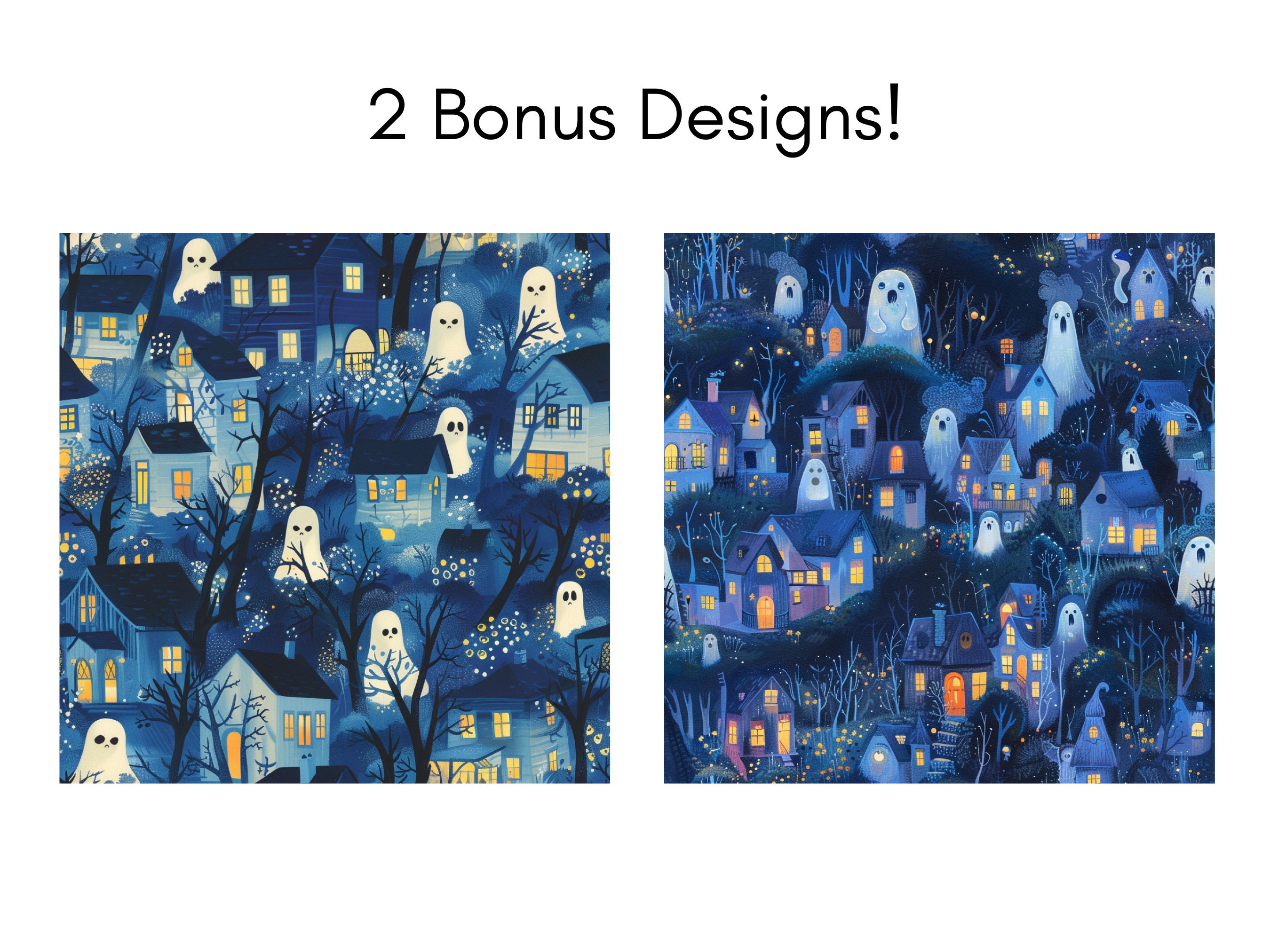 Ghost Village Digital Paper Ghost Designs Halloween Patterns Spooky ...