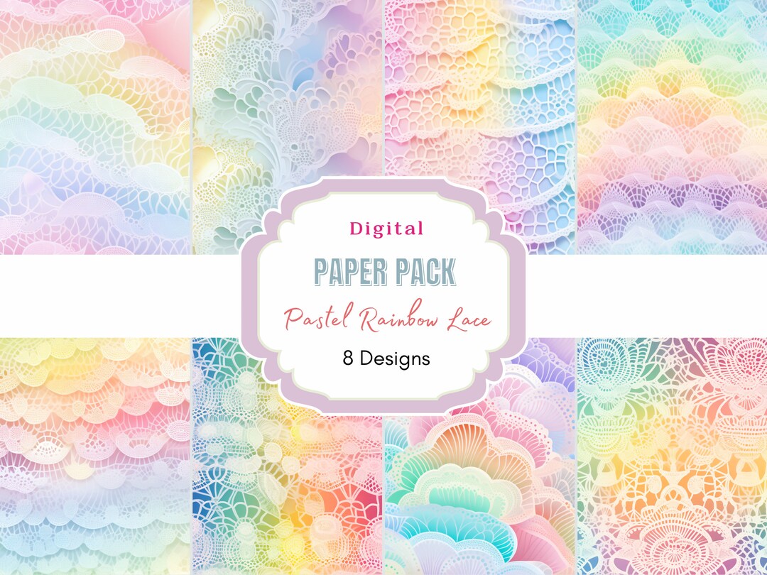 Rainbow Digital Paper | Background Pattern | Lace Digital Paper ...