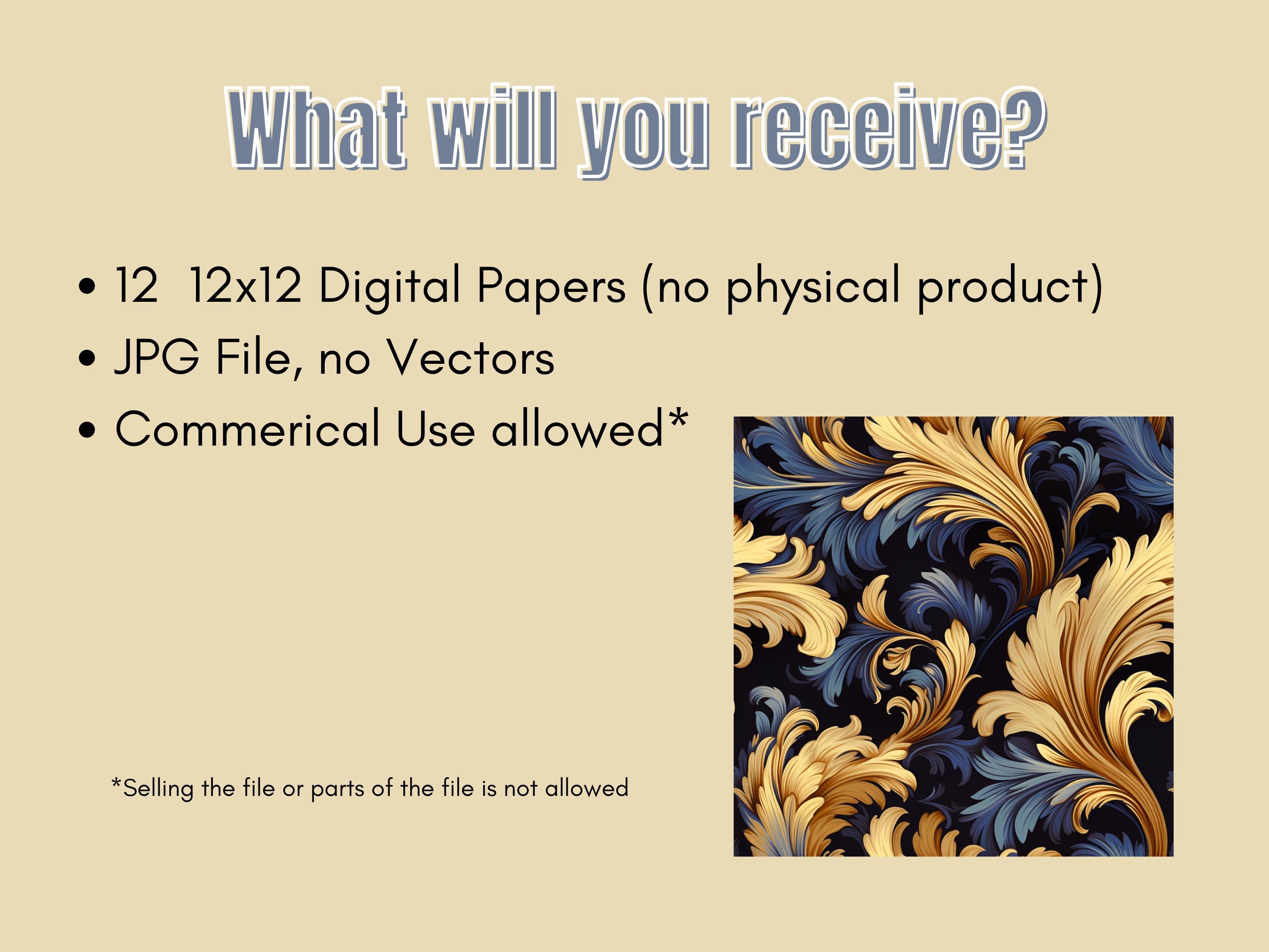Vintage Baroque Digital Papers | Instant Download | Commercial Use ...