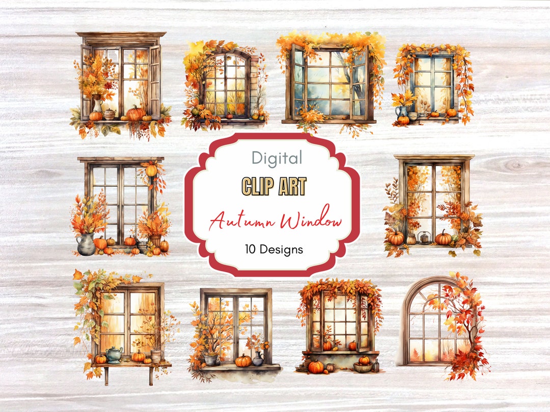 Autumn Scenes Clipart | Wall Art | Window Clipart | Commercial Use ...