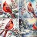 Winter Red Bird Digital Paper Pack | Red Cardinal Digital Paper ...