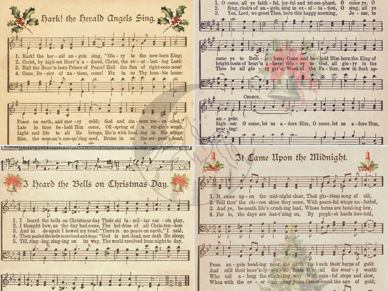 Christmas Sheet Music Digital Paper | Commercial Use | Sheet Music ...