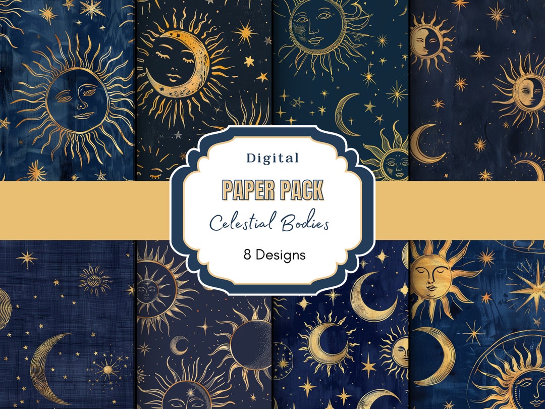 Celestial Digital Paper Pack | Junk Journal | Vintage Celestial Digital ...