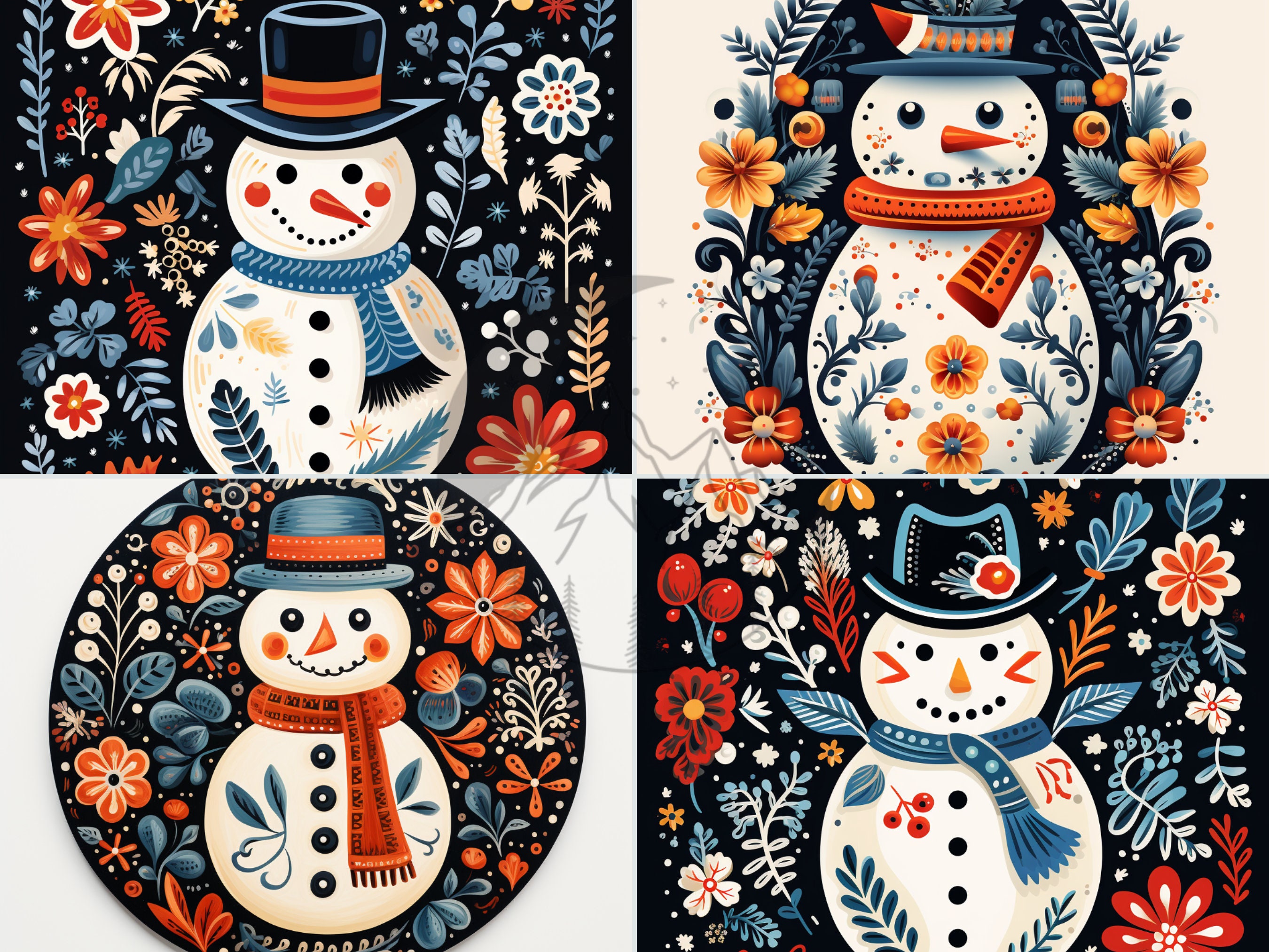 Scandinavian Snowman Digital Paper Scandinavian Christmas Digital ...