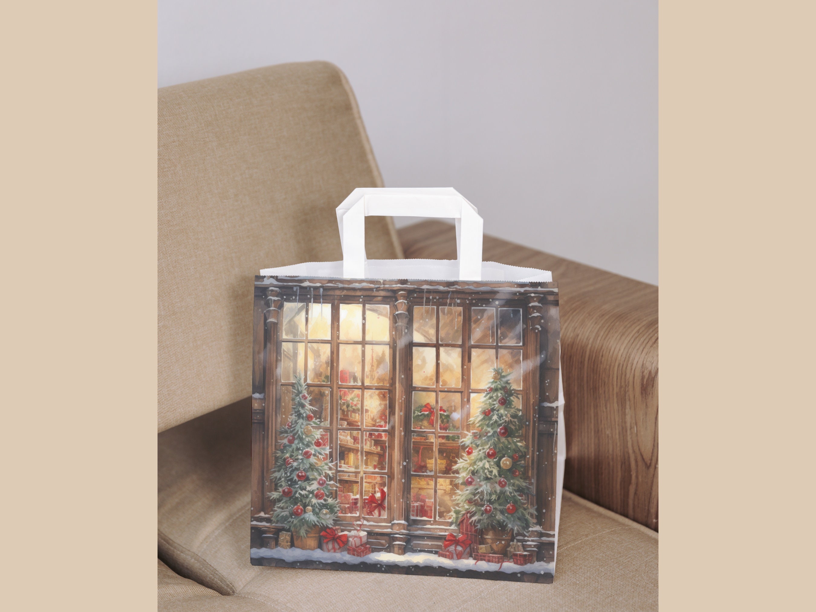 Christmas Window Scene Digital Paper | Christmas Decoration Window ...