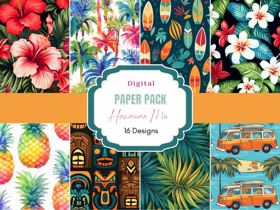 Hawaiian Mix Digital Paper Pack | Commercial Use | Flower Digital Paper ...