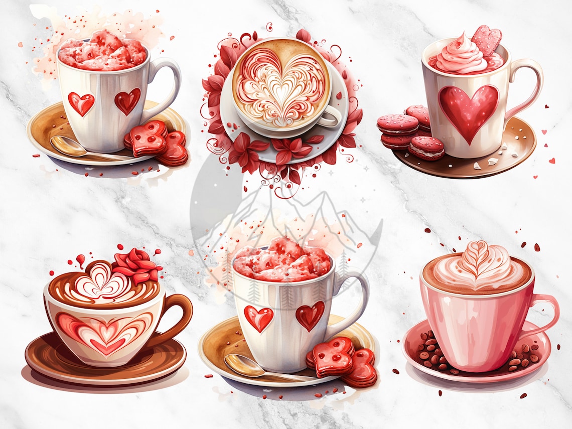 Red Heart Coffee Clipart Coffee Valentines Day Coffee Cups Valentine ...