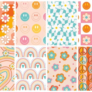 Retro Digital Paper | Scrapbook Paper | Groovy Digital Paper| Retro ...