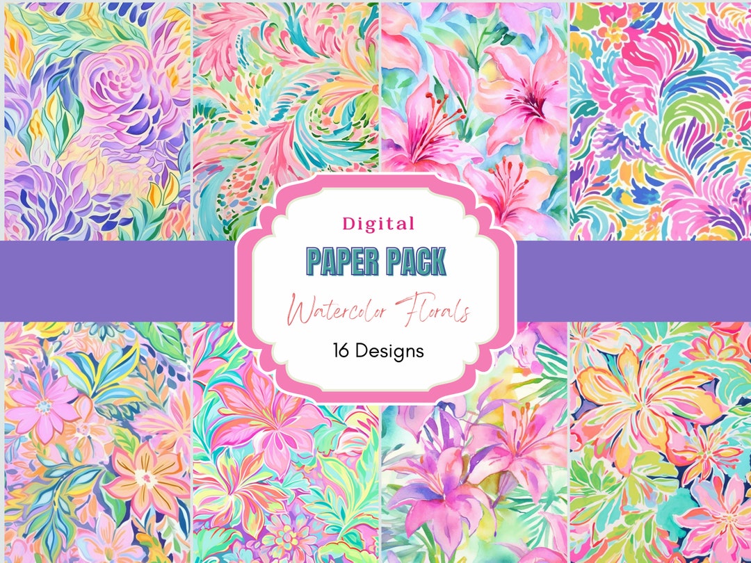 Watercolor Floral Digital Paper Pack | Digital Paper Pack | Commercial ...