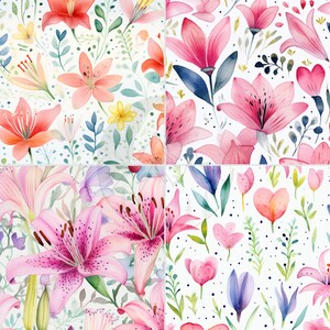 Lily Digital Paper | Digital Download | Scrapbook Paper |floral Pattern ...