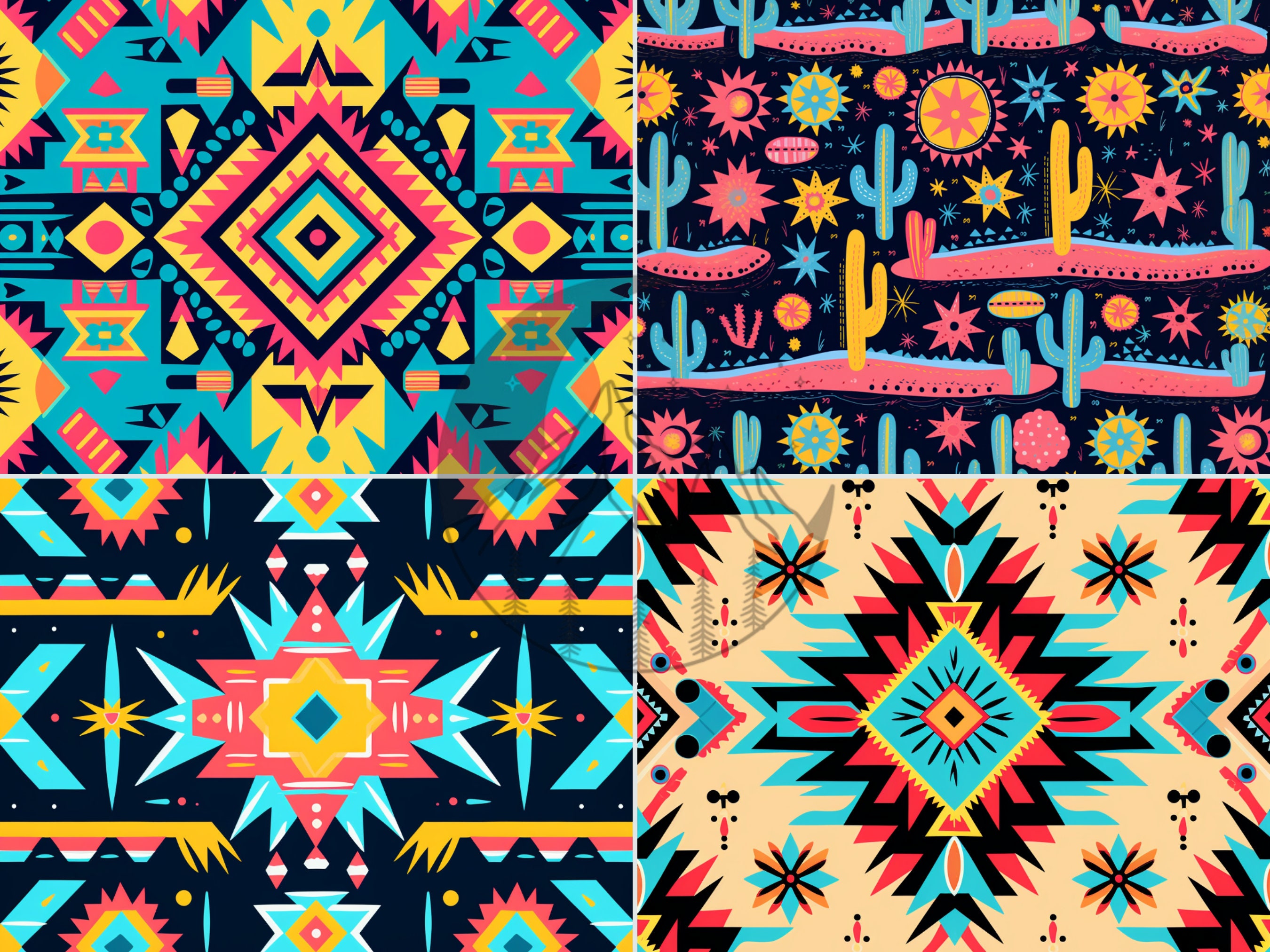 Bright Western Patterns | Commercial Use | Collage Paper | Scrapbook ...