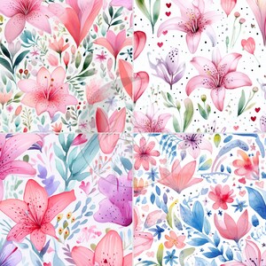 Lily Digital Paper | Digital Download | Scrapbook Paper |floral Pattern ...