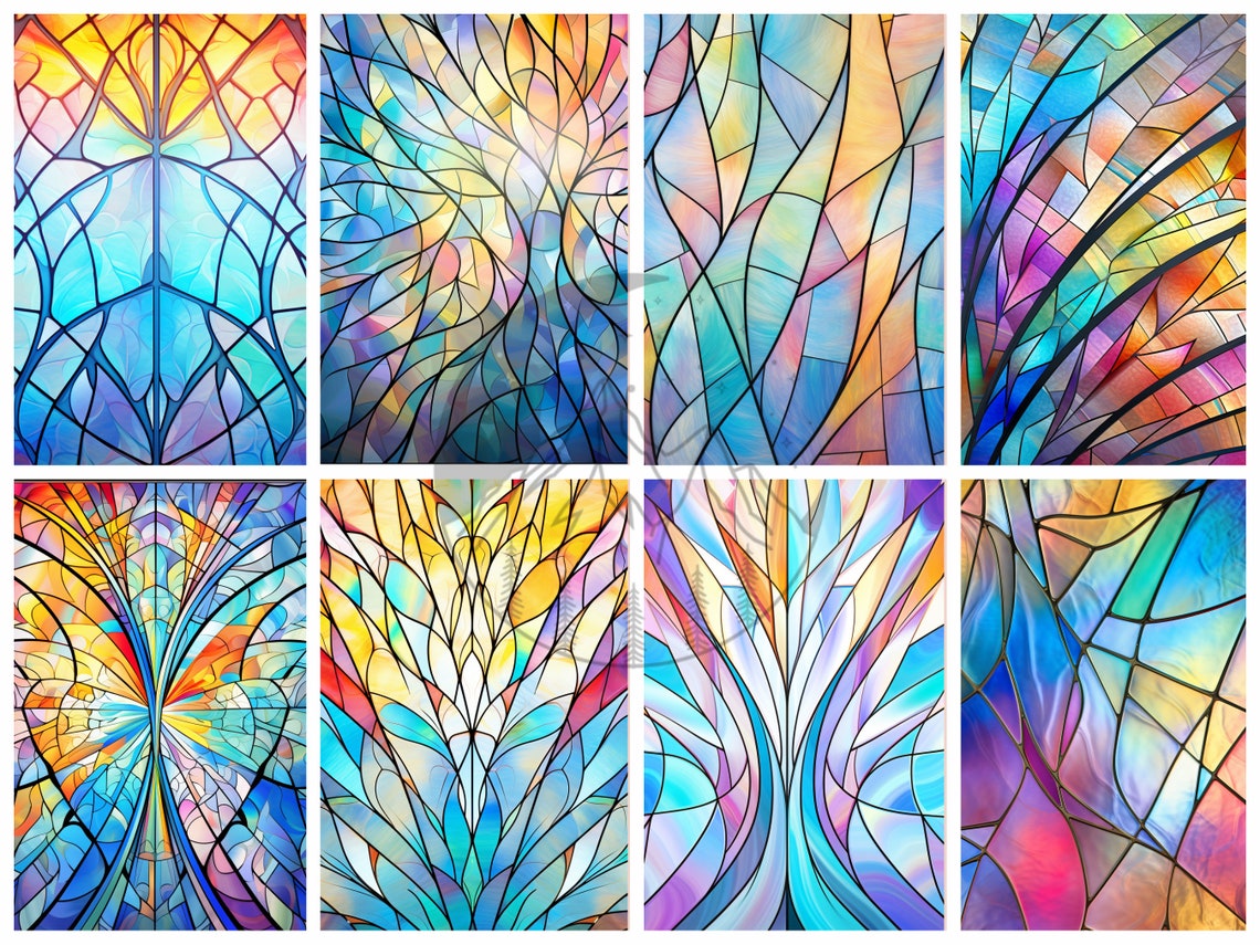 Stained Glass Digital Paper Digital Download stain Glass - Etsy