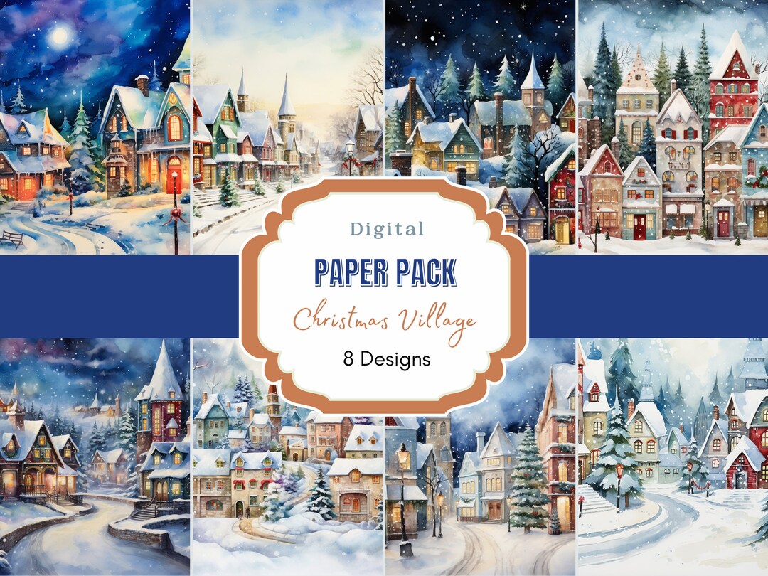Christmas Village Digital Paper | Instant Download | Digital Planner ...