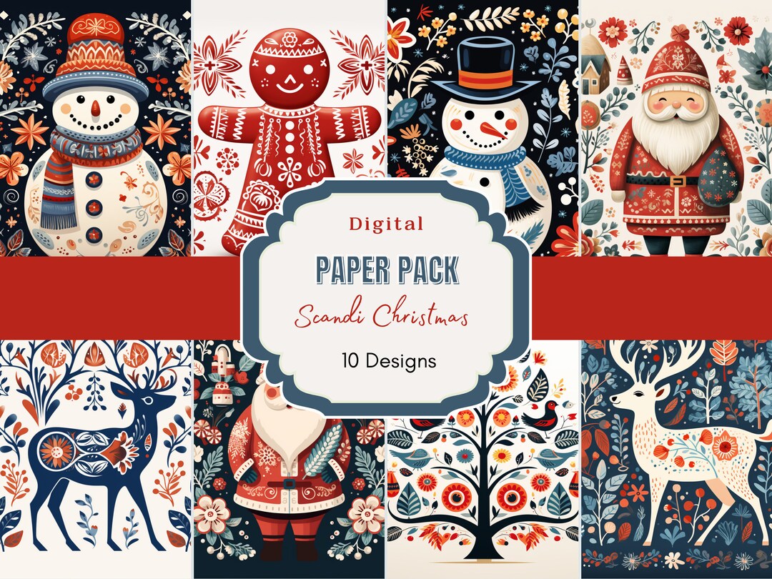 Scandinavian Christmas Digital Paper| Scandinavian Christmas ...