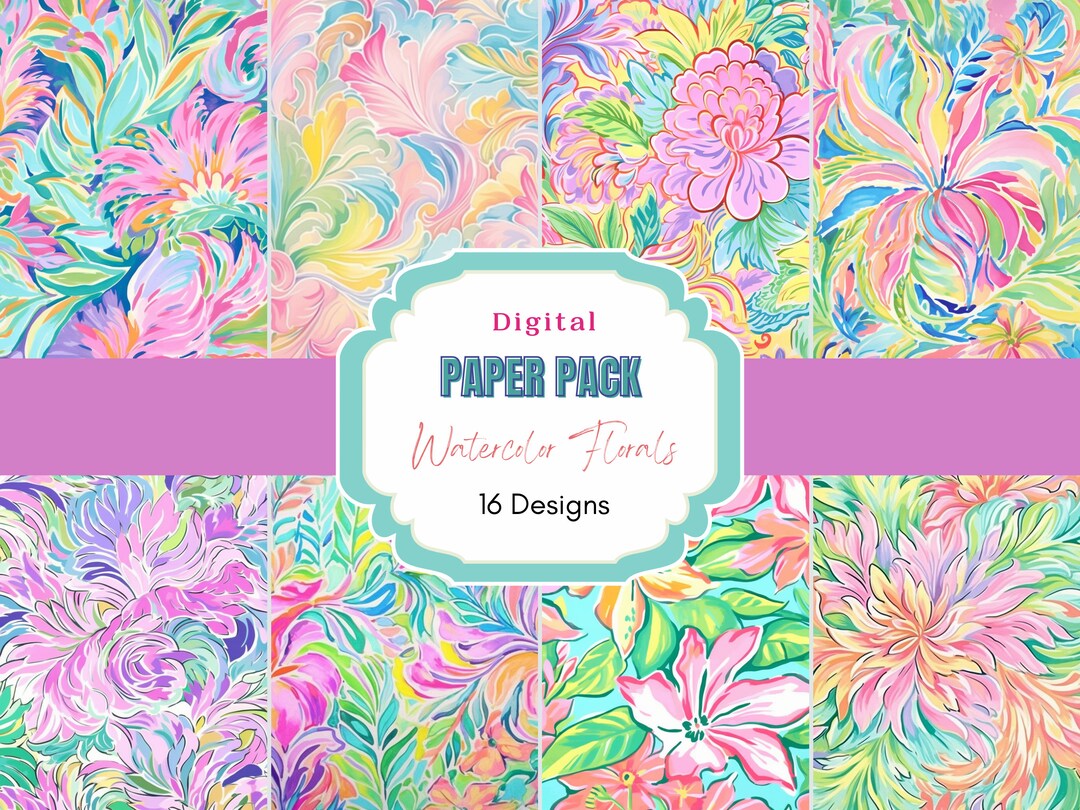 Watercolor Floral Digital Paper Pack | Digital Paper | Paper| Scrapbook ...