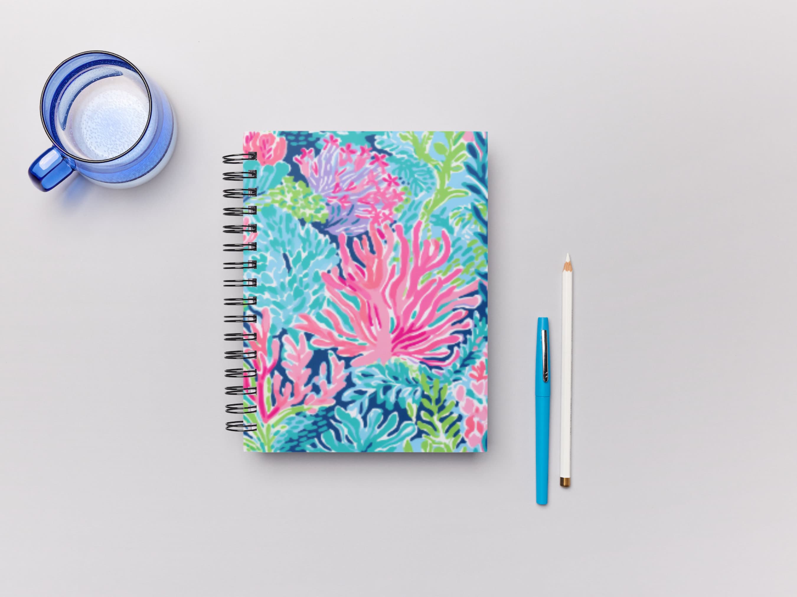 Preppy Coral Digital Paper Beach Pattern Vacation Pattern Watercolor ...