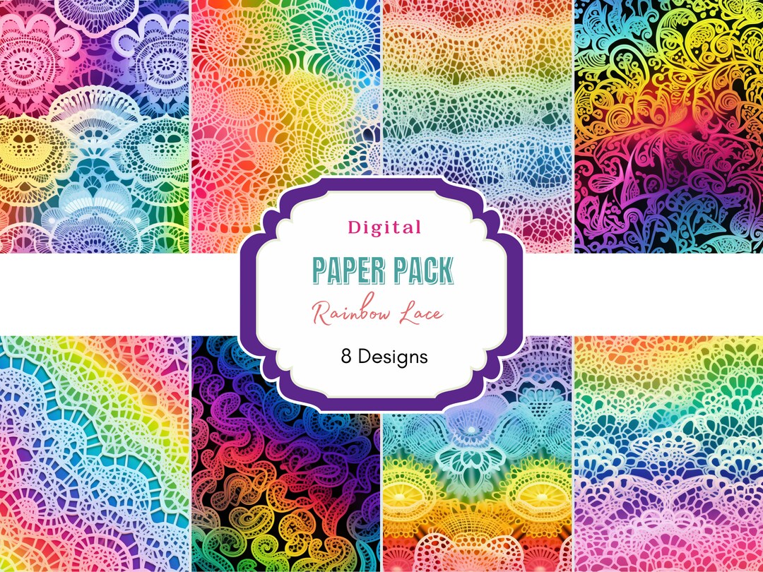 Rainbow Lace Digital Paper Lace Pattern Seamless Pattern - Etsy