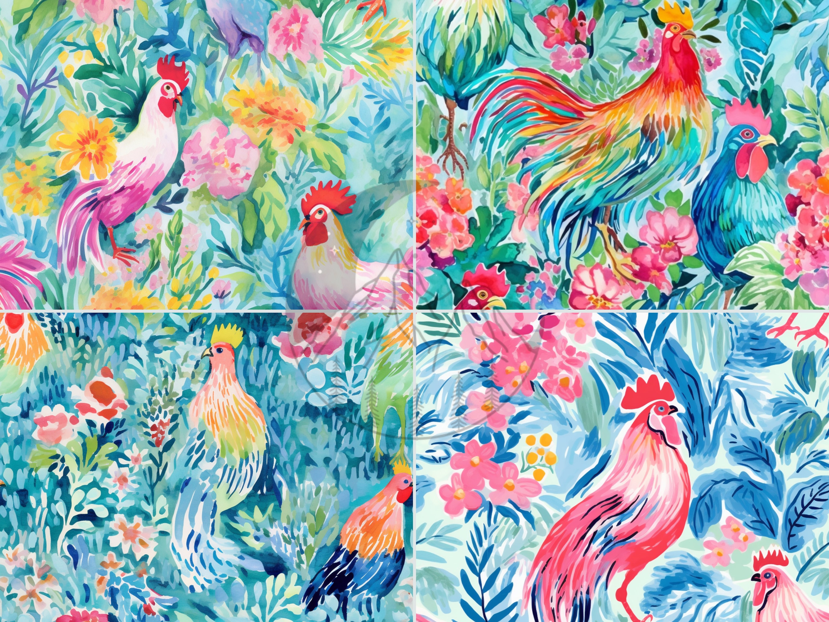 Bright Chickens Digital Scrapbooking Paper Pack Chicken Paper ...