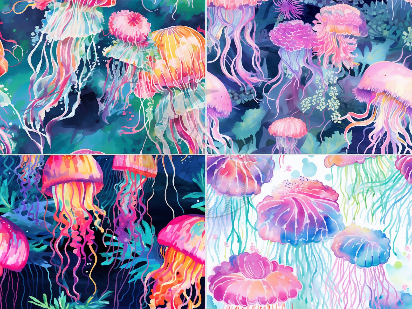 Preppy Jellyfish Digital Paper | Under the Sea Pattern | Preppy Pattern ...