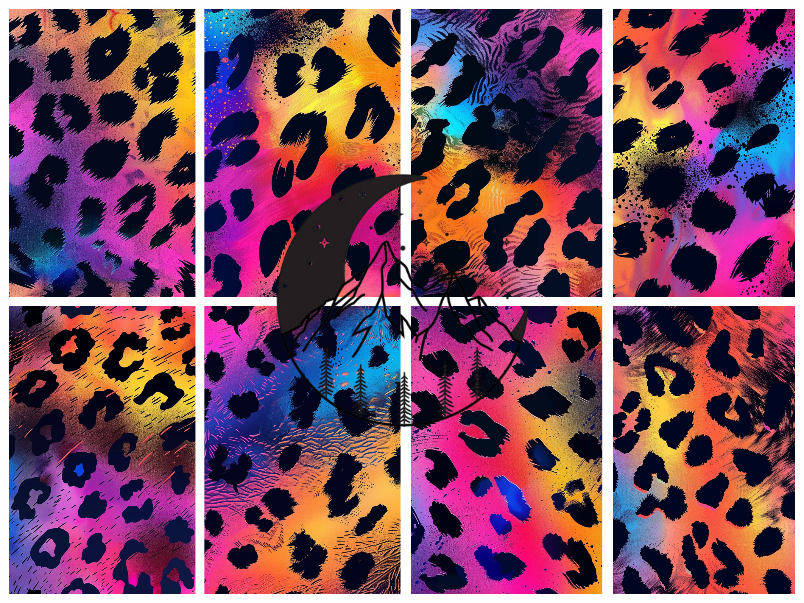 Rainbow Leopard Digital Paper Animal Print digital Scrapbook Paper ...