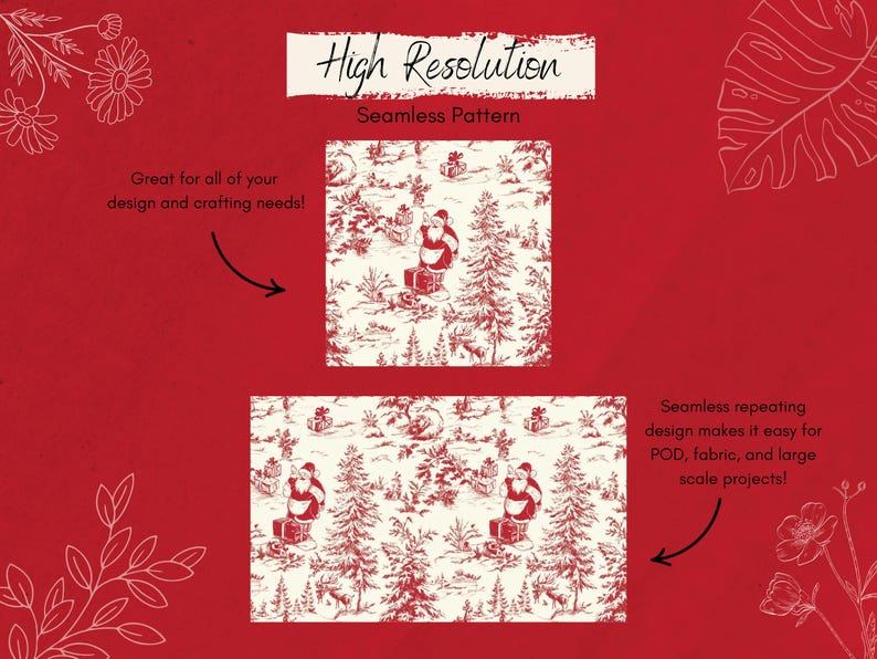 Christmas Toile Digital Paper | Printable for Card | Christmas ...