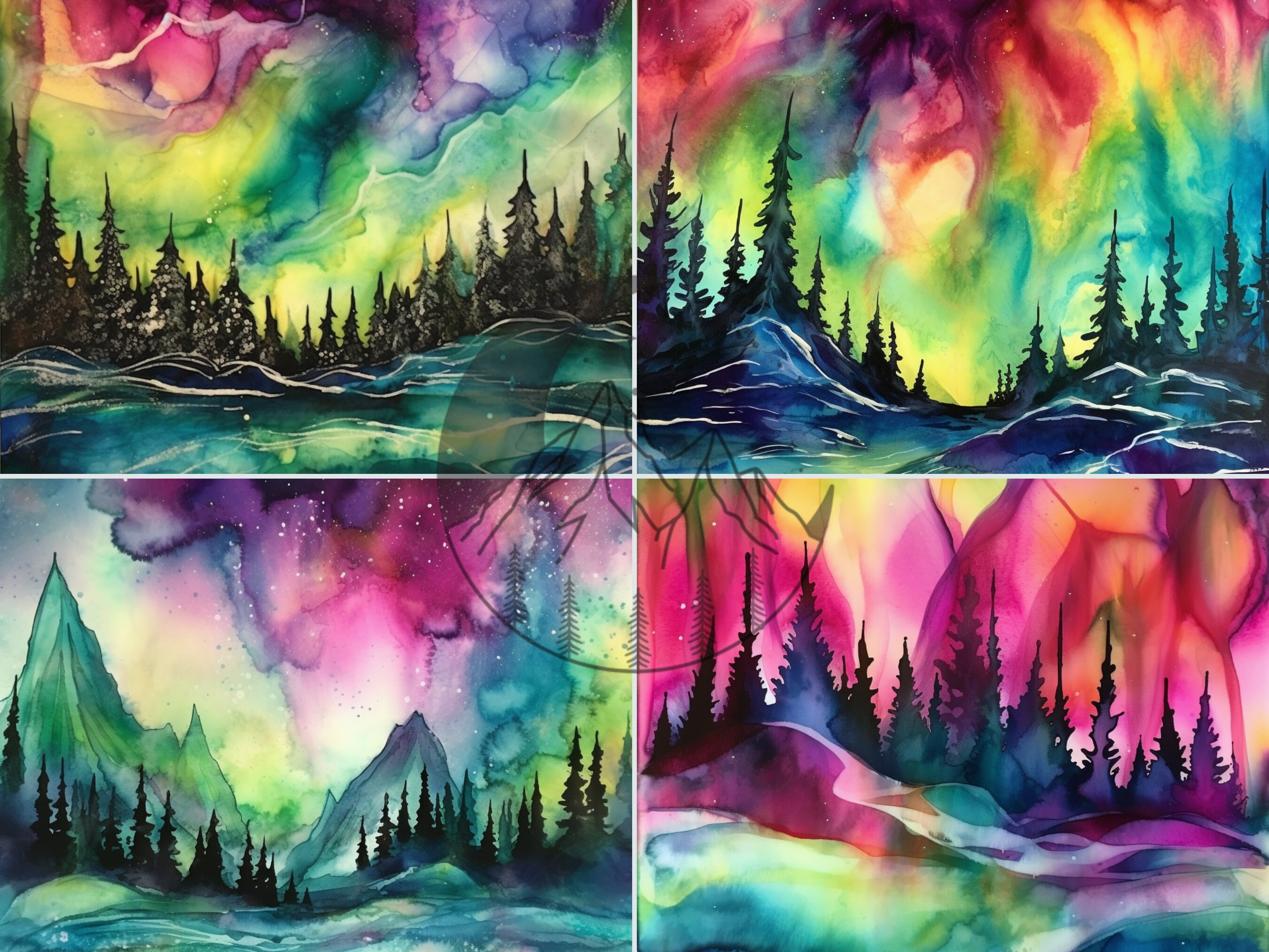 Northern Lights Digital Paper Pack Commercial Use Aurora Borealis ...