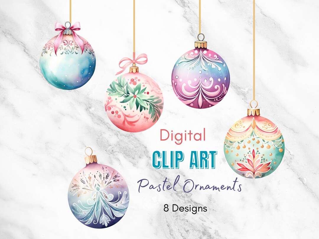 Pastel Christmas Ornament Clipart | Instant Download | Watercolor ...
