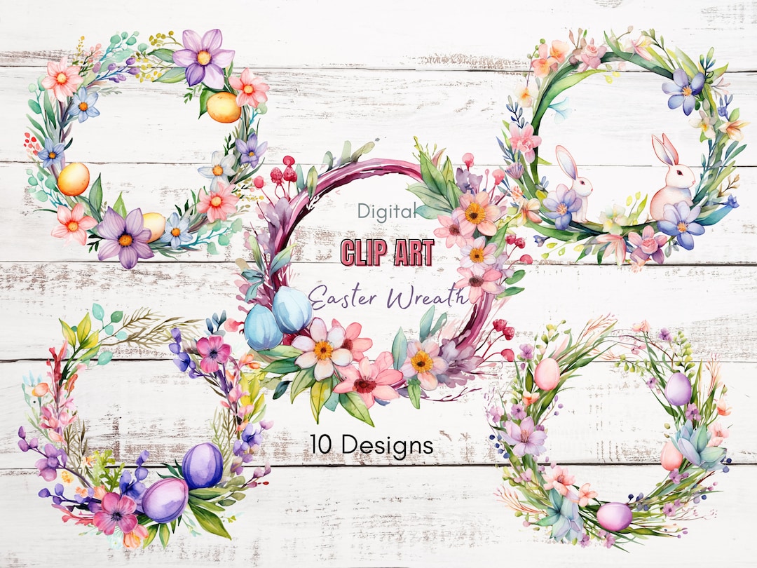 Watercolor Easter Wreath Clipart | Easter Clipart | Flower Clipart ...