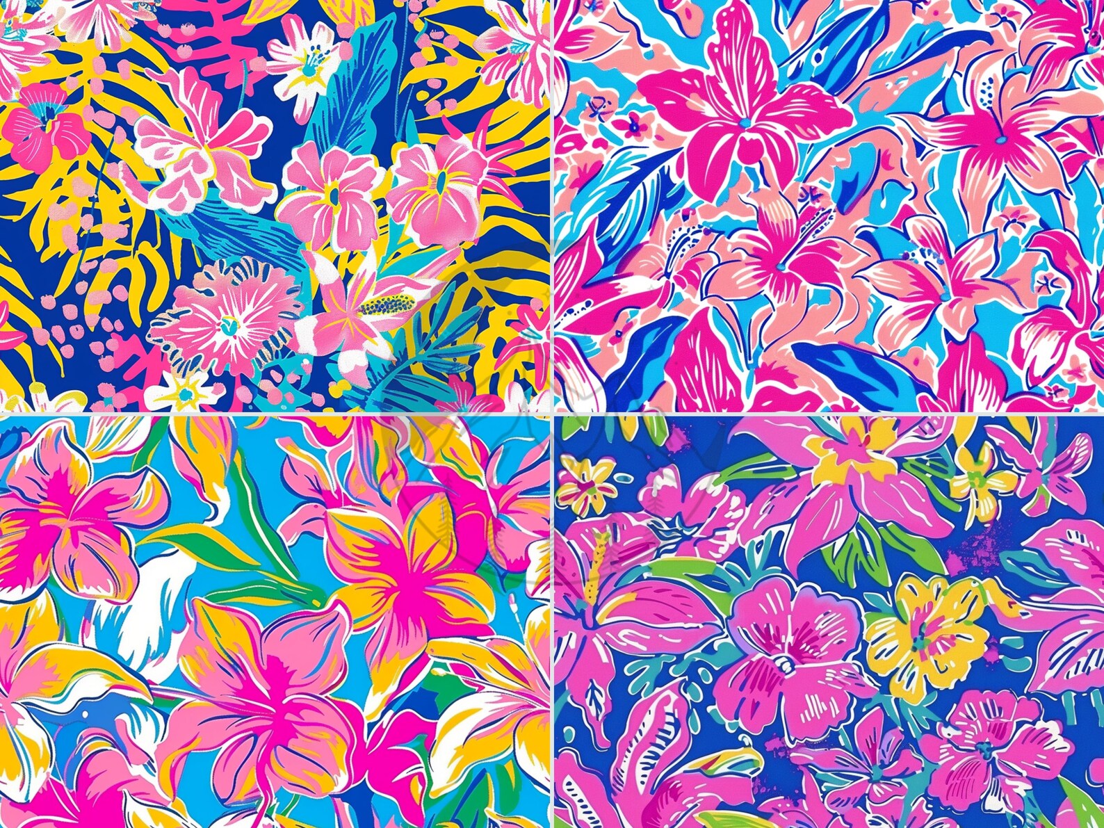 Preppy Watercolor Flowers Digital Paper paper Craft Scrapbooking Paper ...