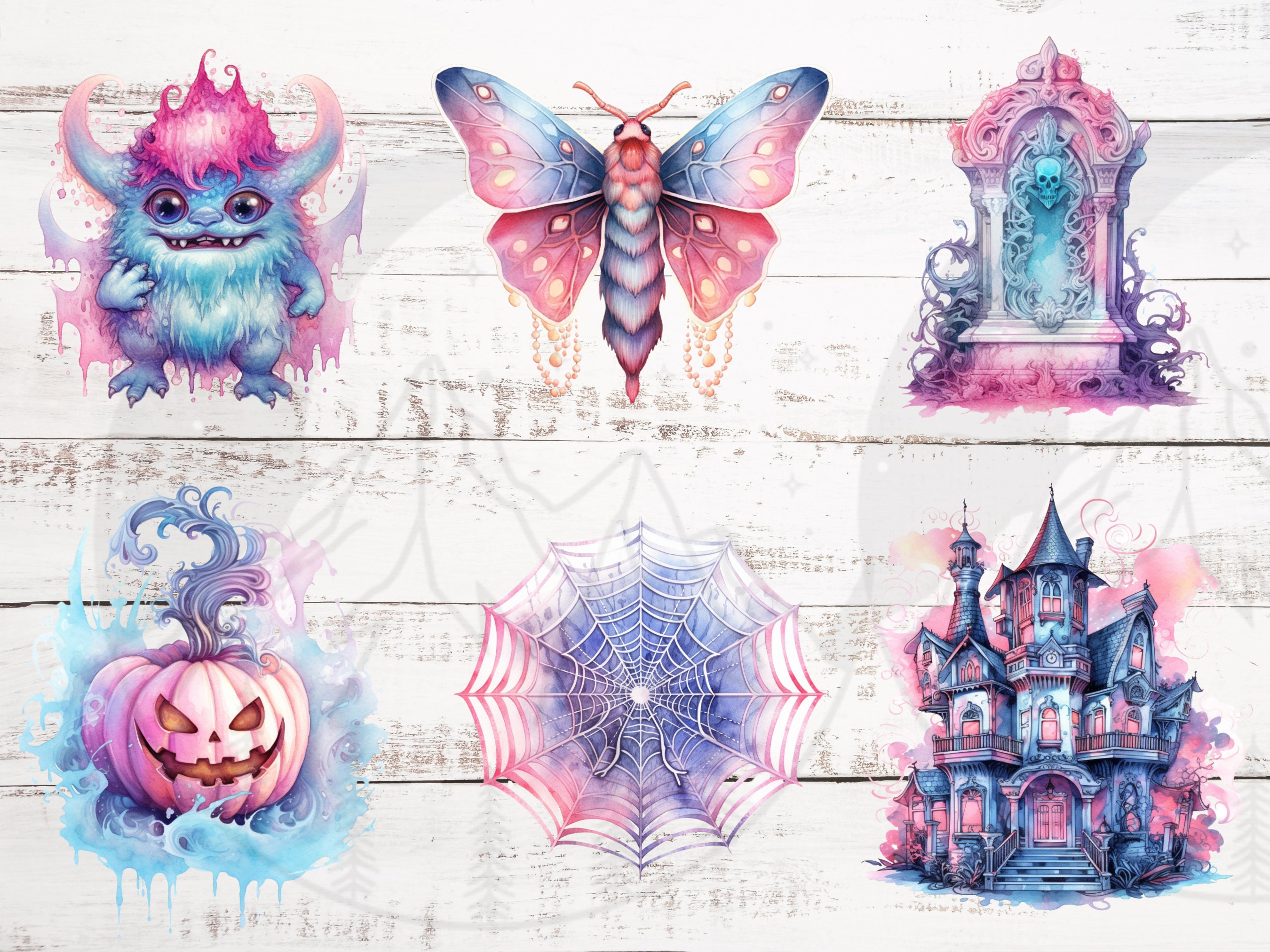 Pastel Halloween Clipart Bundle | Pastel Halloween Clipart Set | Spooky ...