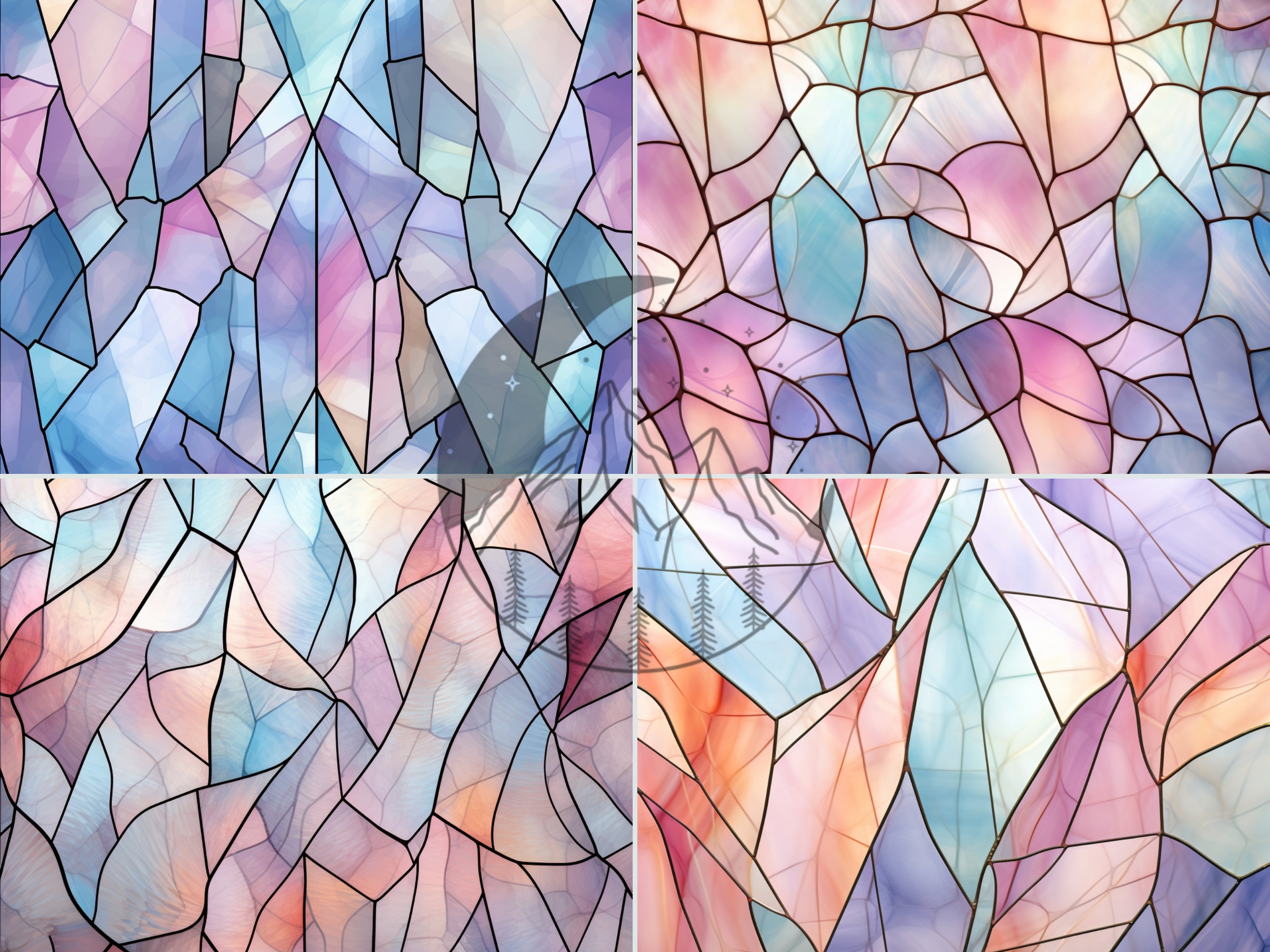 Stained Glass Digital Paper Pack Commercial Use Pastel - Etsy
