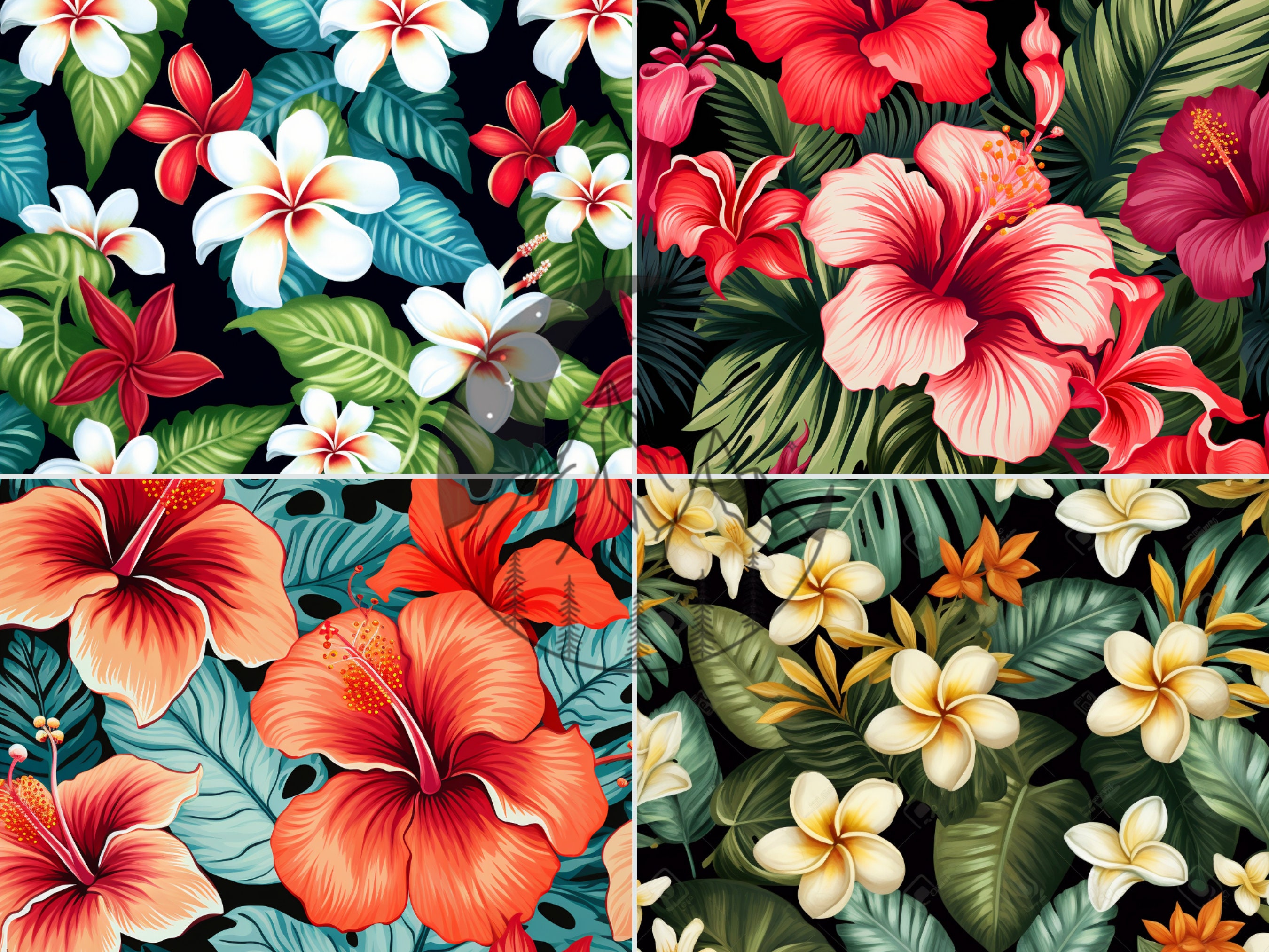 Hawaiian Mix Digital Paper Pack | Commercial Use | Flower Digital Paper ...
