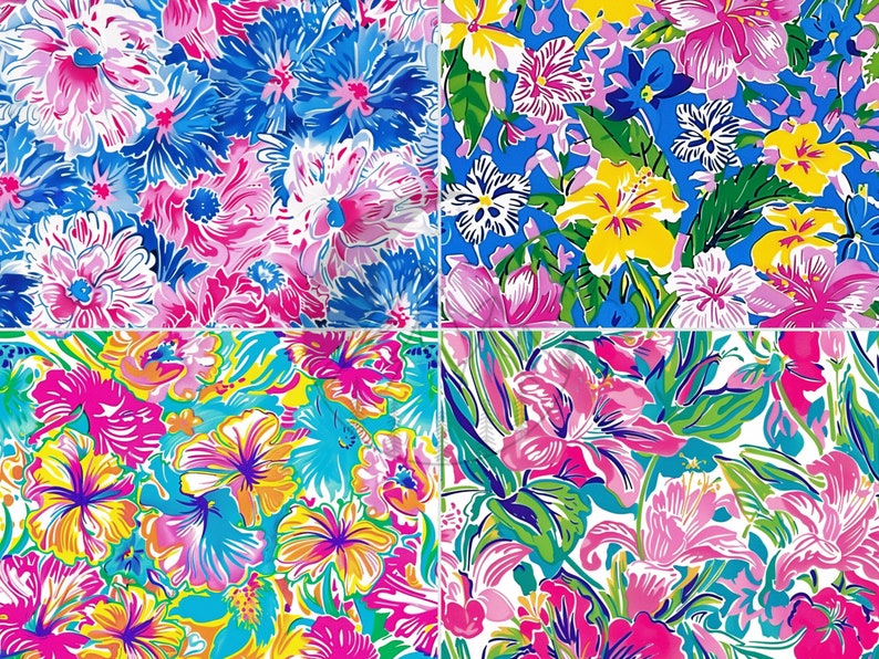 Preppy Watercolor Flowers Digital Paper paper Craft Scrapbooking Paper ...