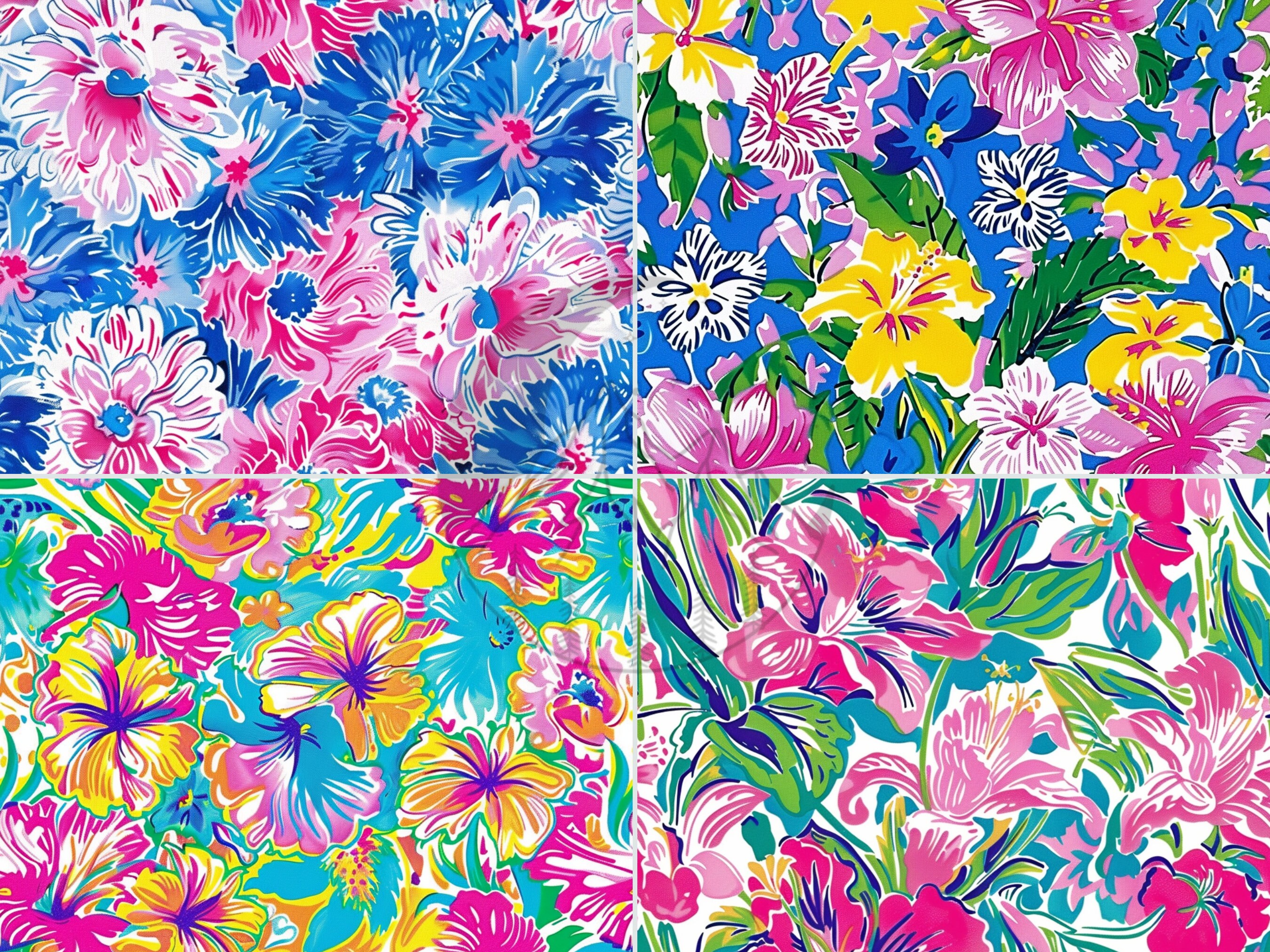 Preppy Watercolor Flowers Digital Paper paper Craft Scrapbooking Paper ...