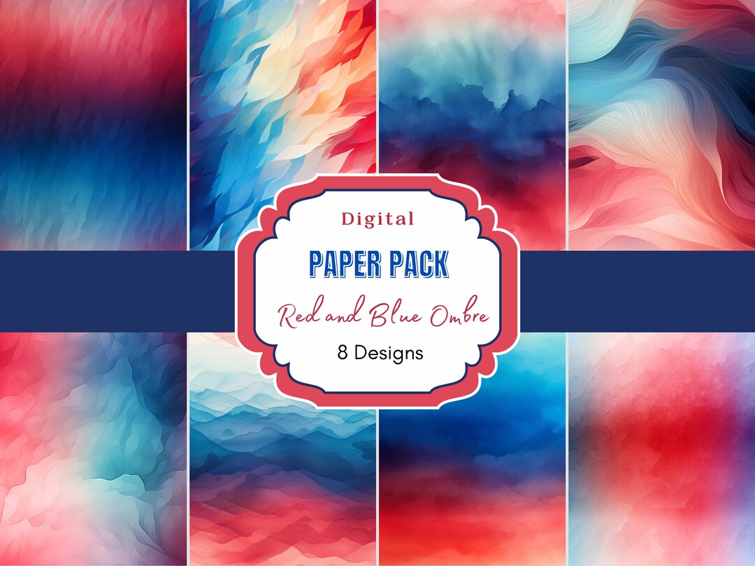 Red and Blue Ombre Digital Paper |colorful Ombre Gradients |red Digital ...