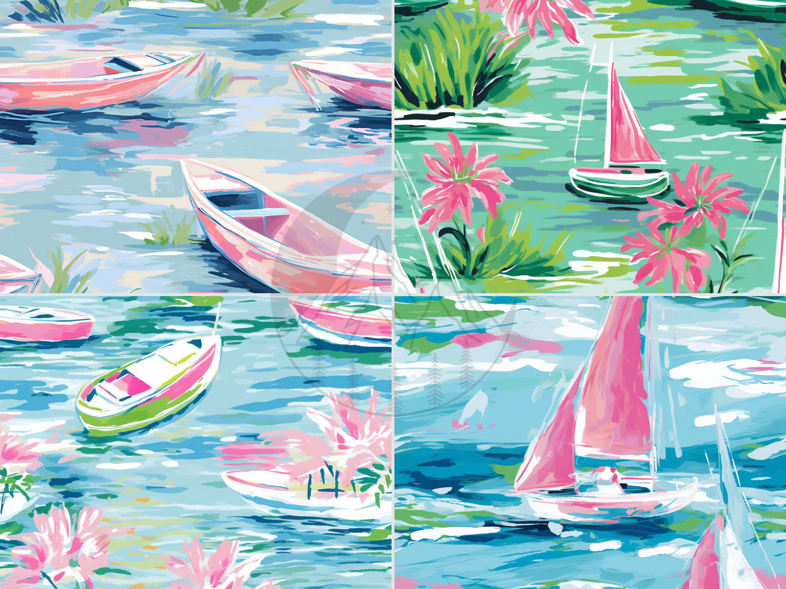 Preppy Boat Digital Paper Preppy Print Instant Download Preppy Sailboat ...