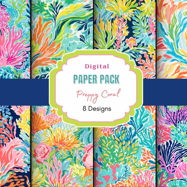 Coral Digital Paper - Etsy