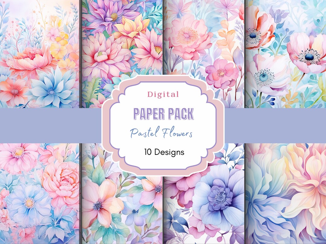 Pastel Watercolor Floral Pattern Digital Paper Printable Paper Flowers ...