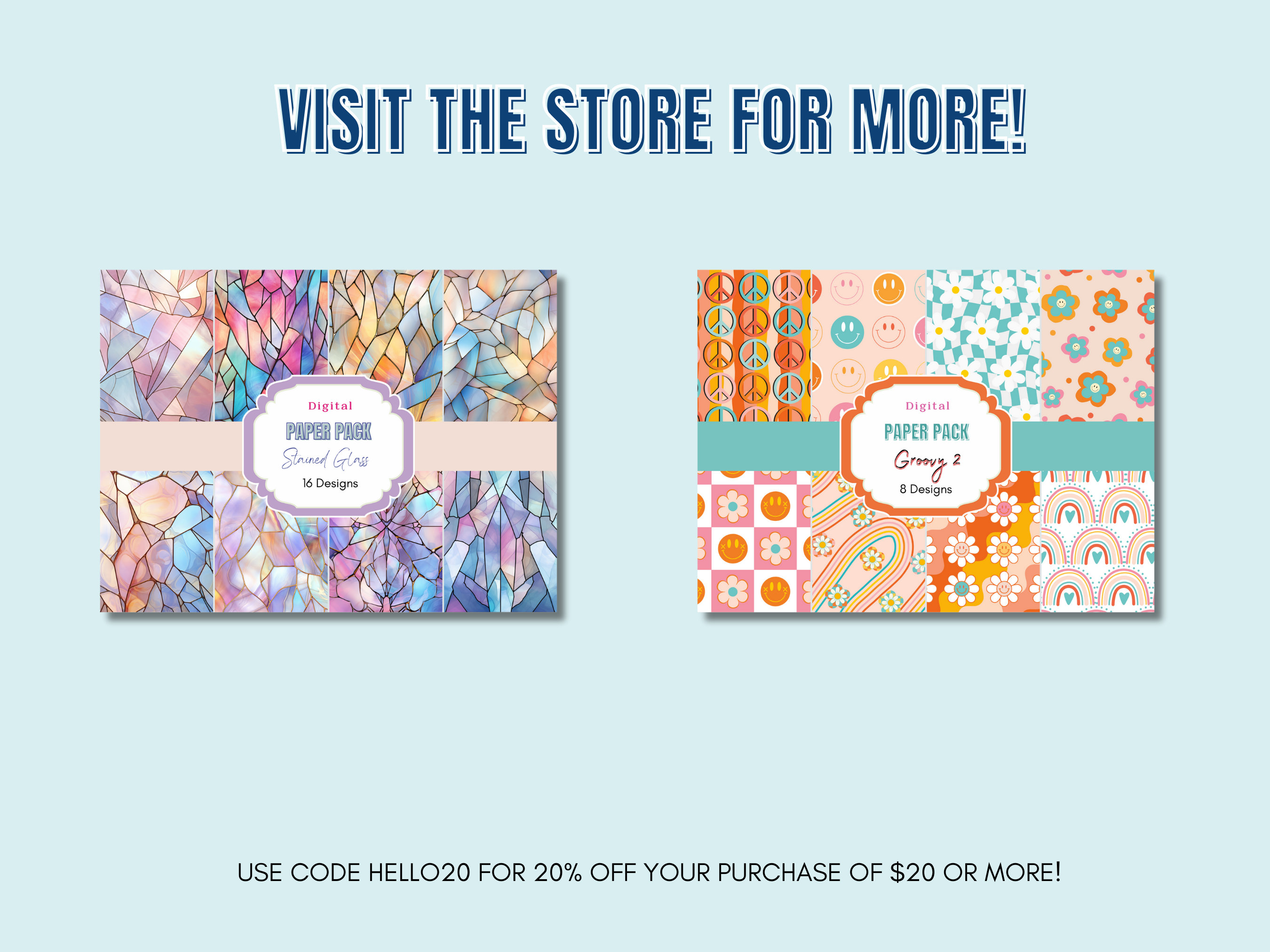 Blue Heart Digital Paper | Instant Download | Heart Digital Papers ...