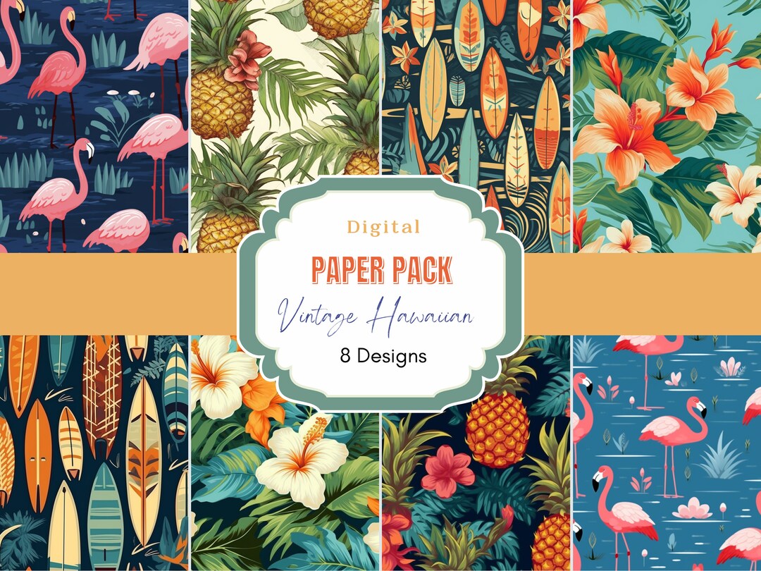 Vintage Hawaiian Digital Paper Pack | Commercial Use | Hawaiian Art ...