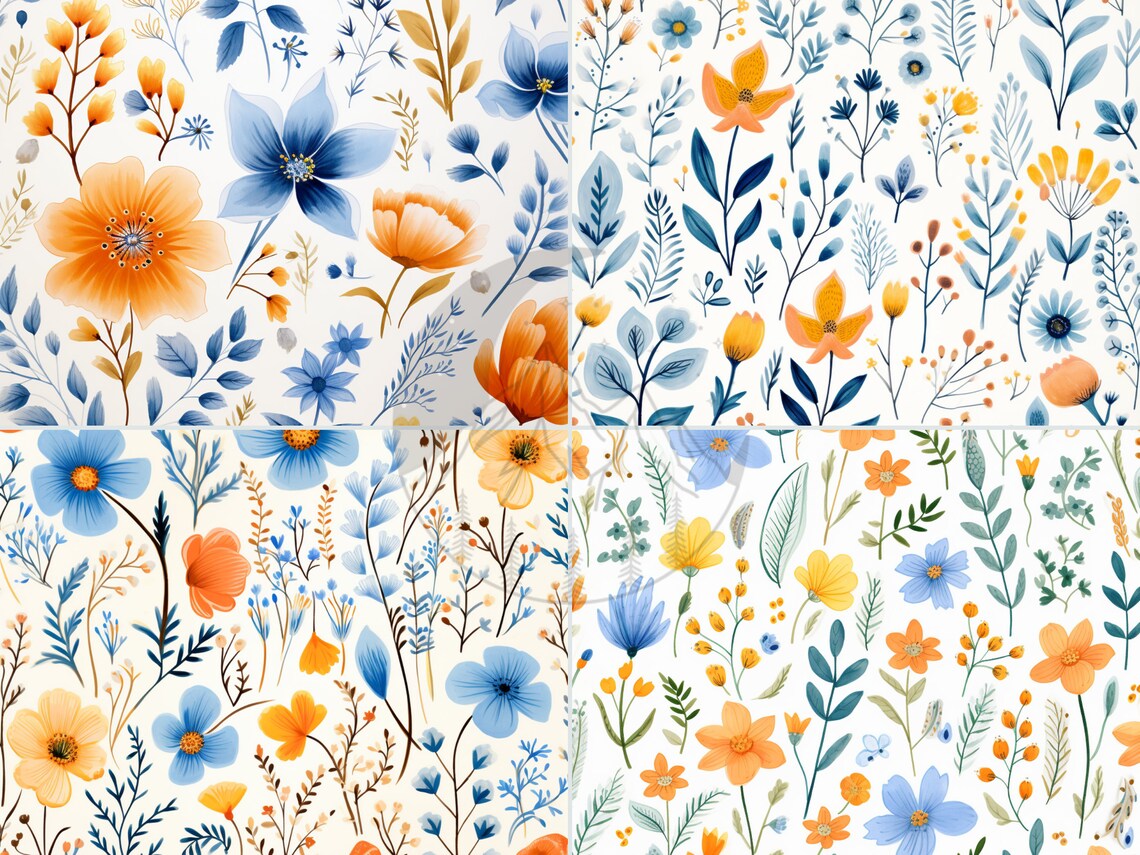 Retro Flowers Digital Paper | Scrapbook Paper | Digital Download| Retro ...