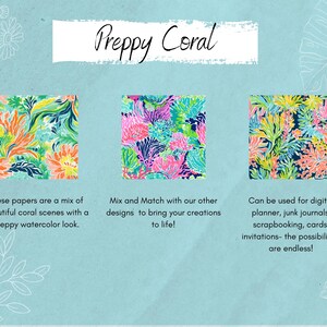 Preppy Coral Digital Paper | Beach Pattern | Vacation Pattern ...